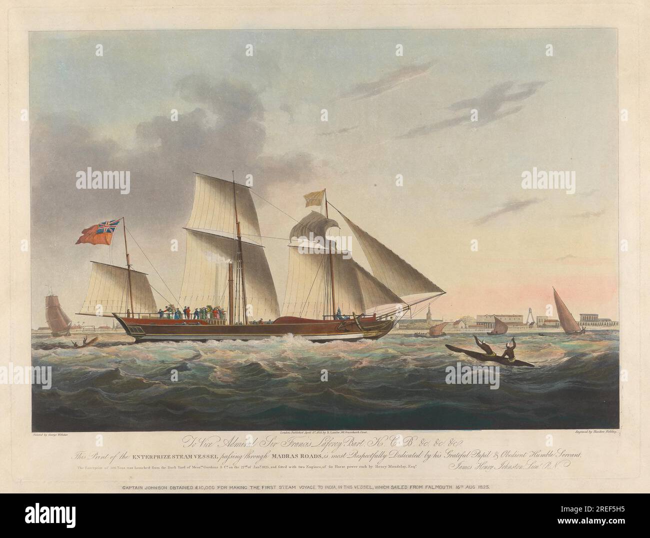 The Enterprize Steam Vessel, passing through Madras Roads 1825 by ...