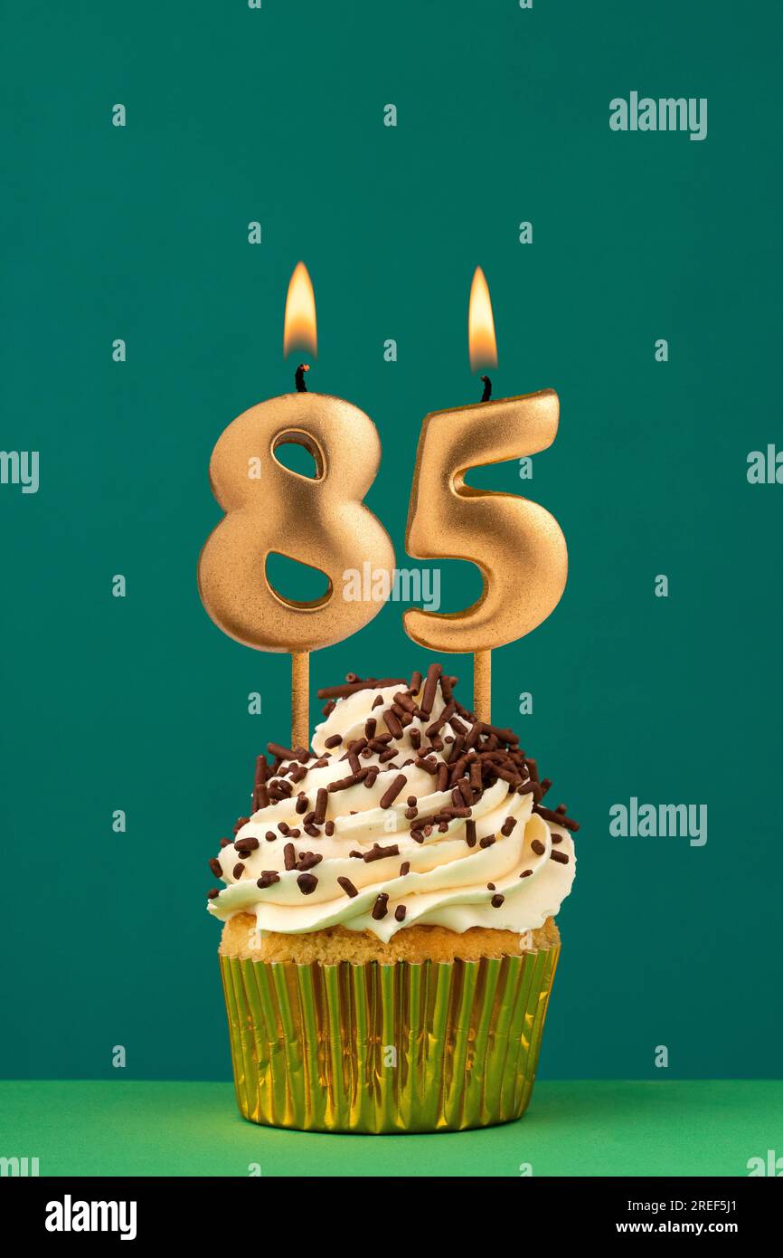 Birthday candle number 85 - Vertical anniversary card with green ...