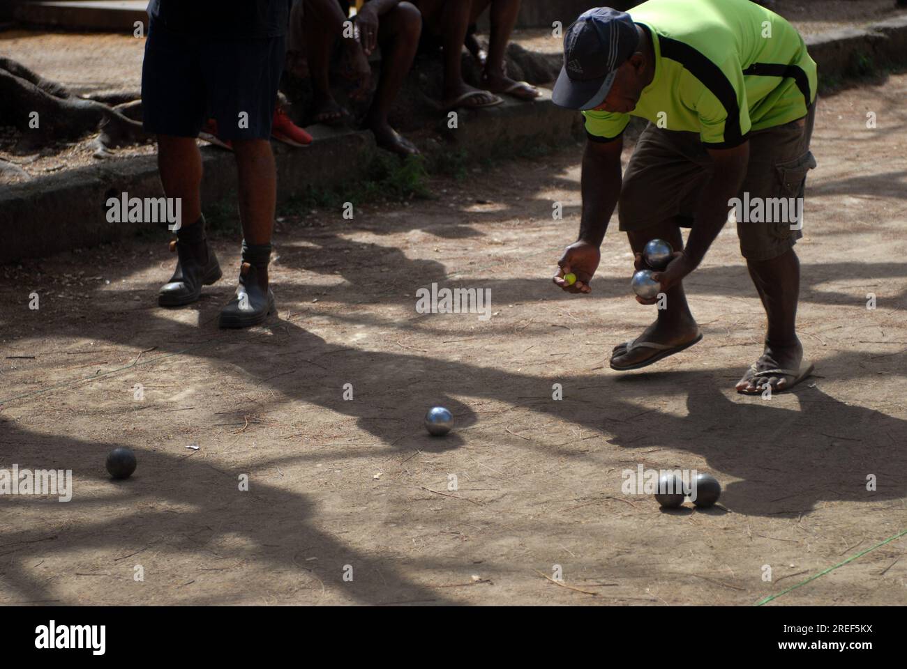 The game of boule being played in Vanuatu Oceania Stock Photo - Alamy