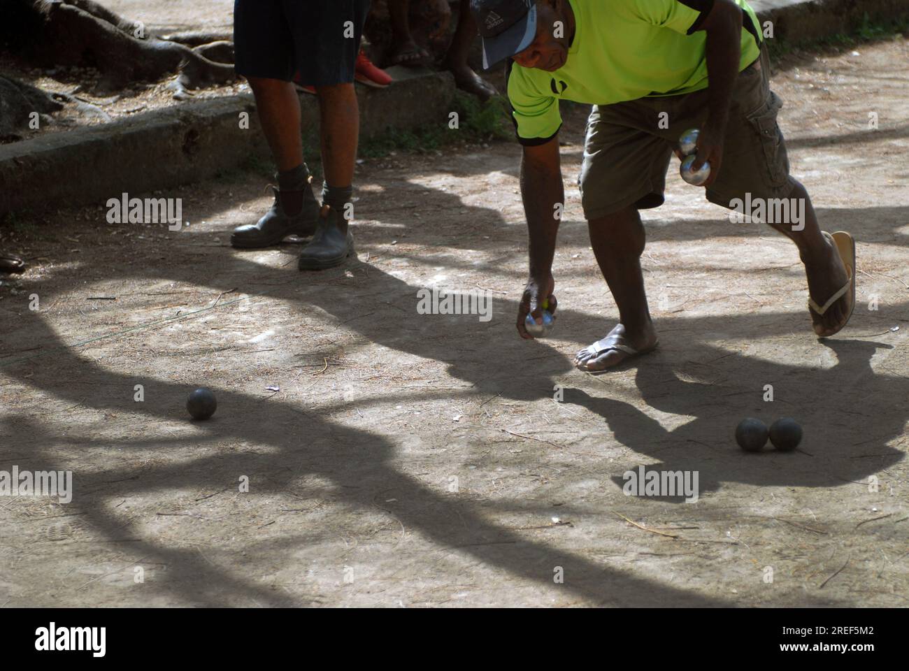 The game of boule being played in Vanuatu Oceania Stock Photo - Alamy