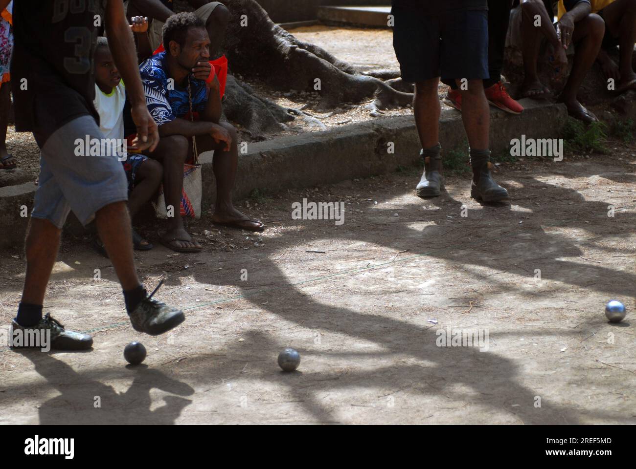 The game of boule being played in Vanuatu Oceania Stock Photo - Alamy