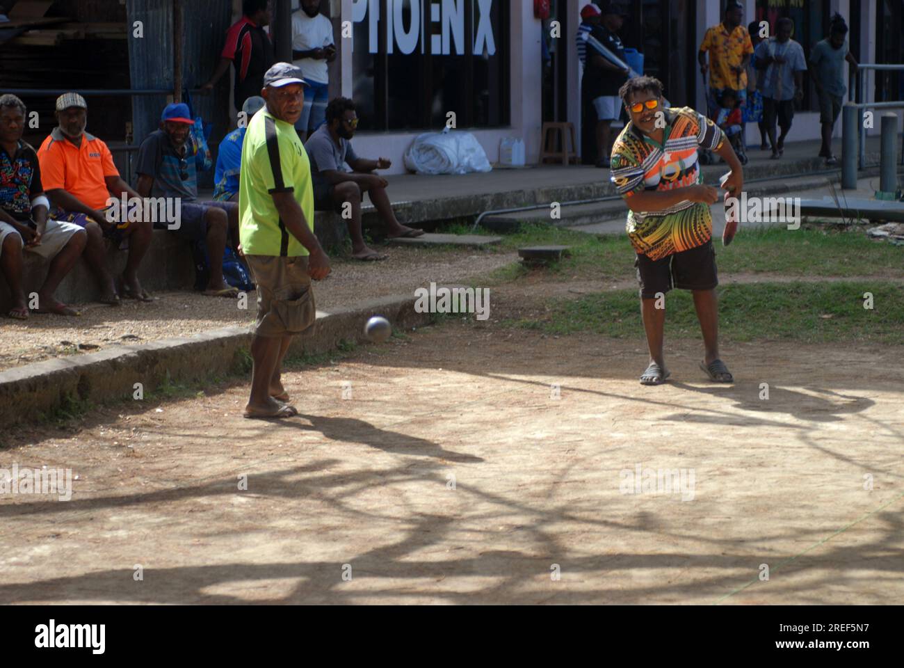 The game of boule being played in Vanuatu Oceania Stock Photo - Alamy