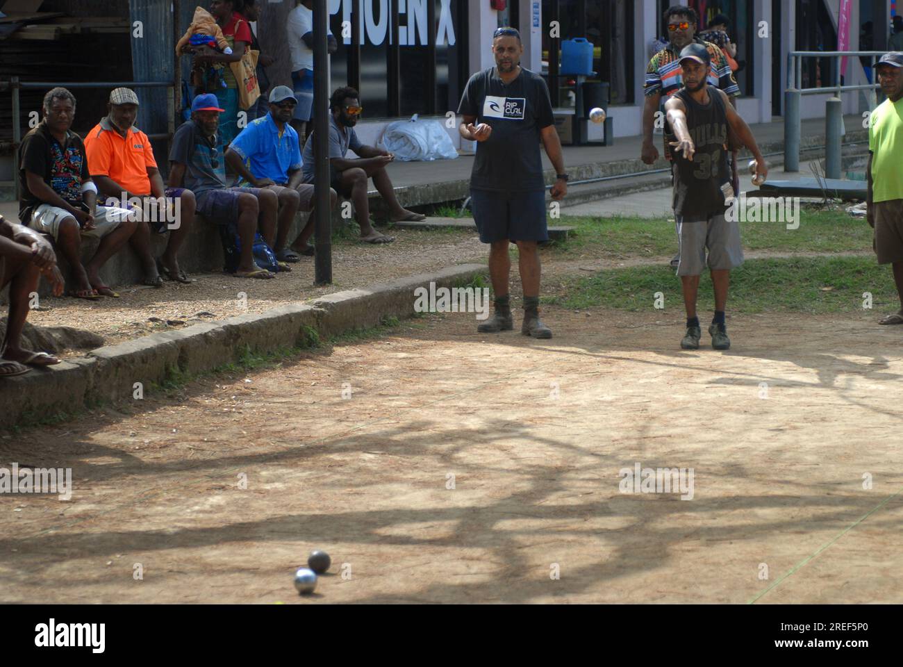 The game of boule being played in Vanuatu Oceania Stock Photo - Alamy