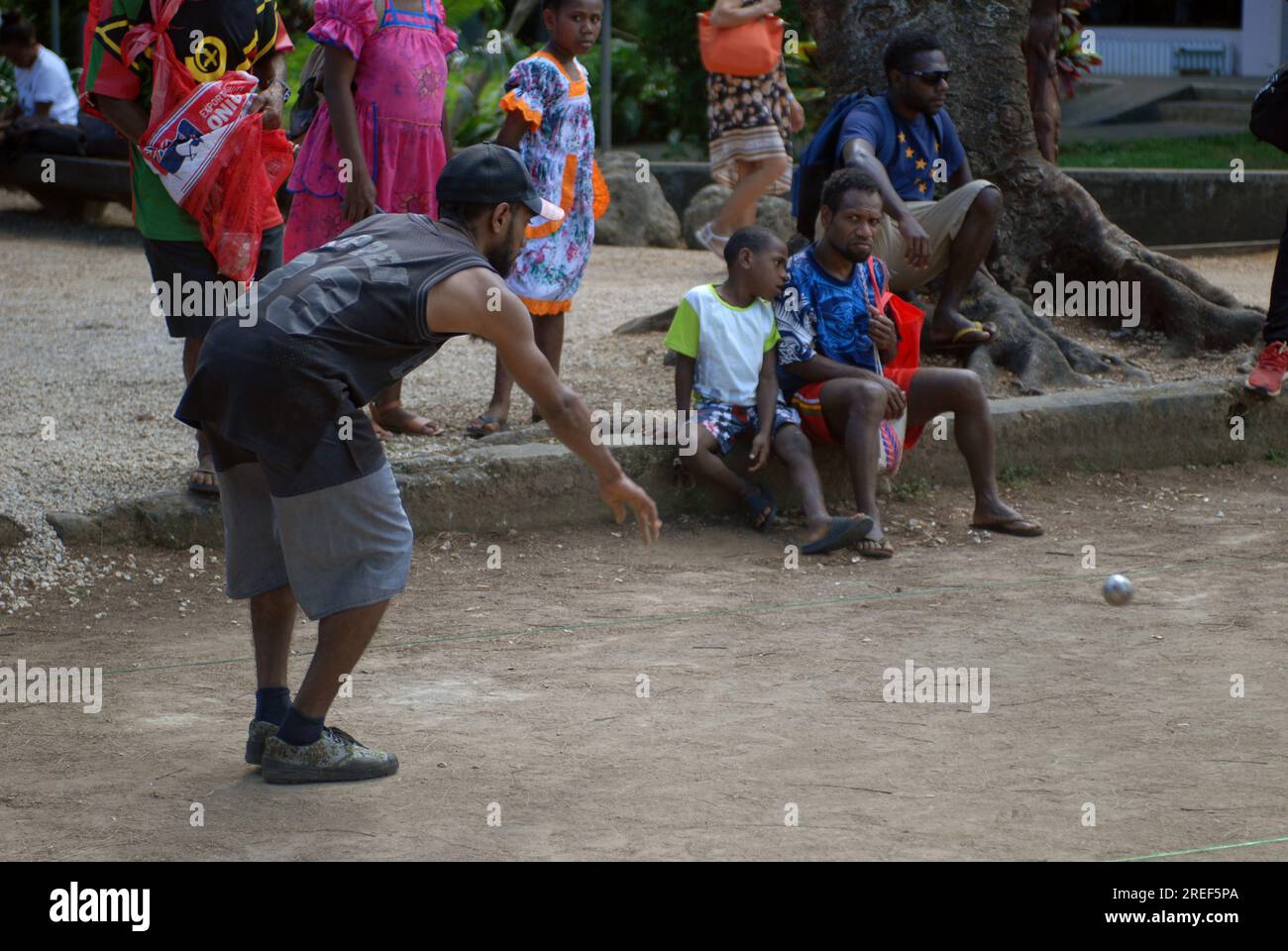 The game of boule being played in Vanuatu Oceania Stock Photo - Alamy