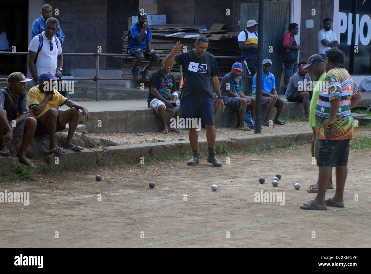 The game of boule being played in Vanuatu Oceania Stock Photo - Alamy