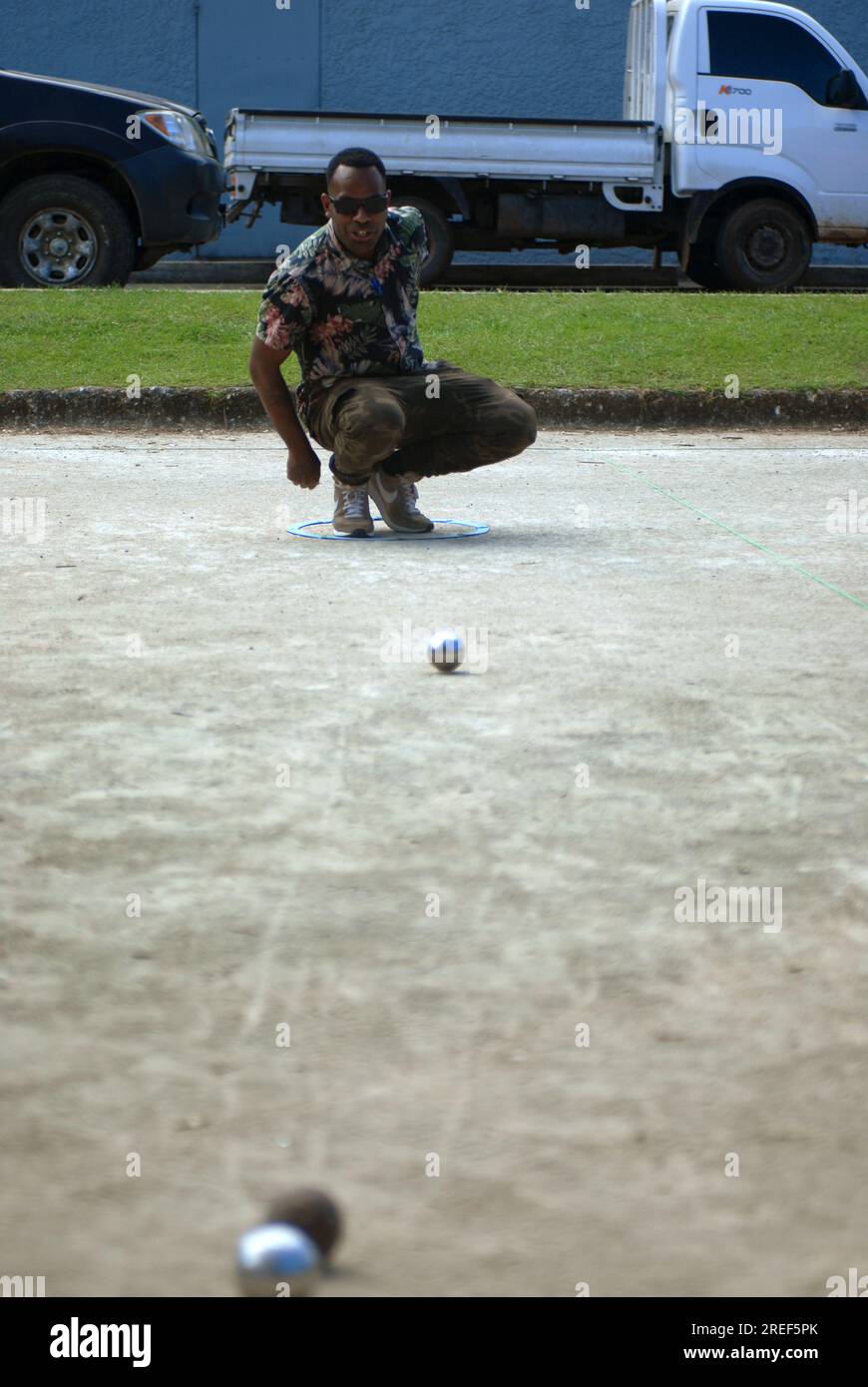 The game of boule being played in Vanuatu Oceania Stock Photo - Alamy