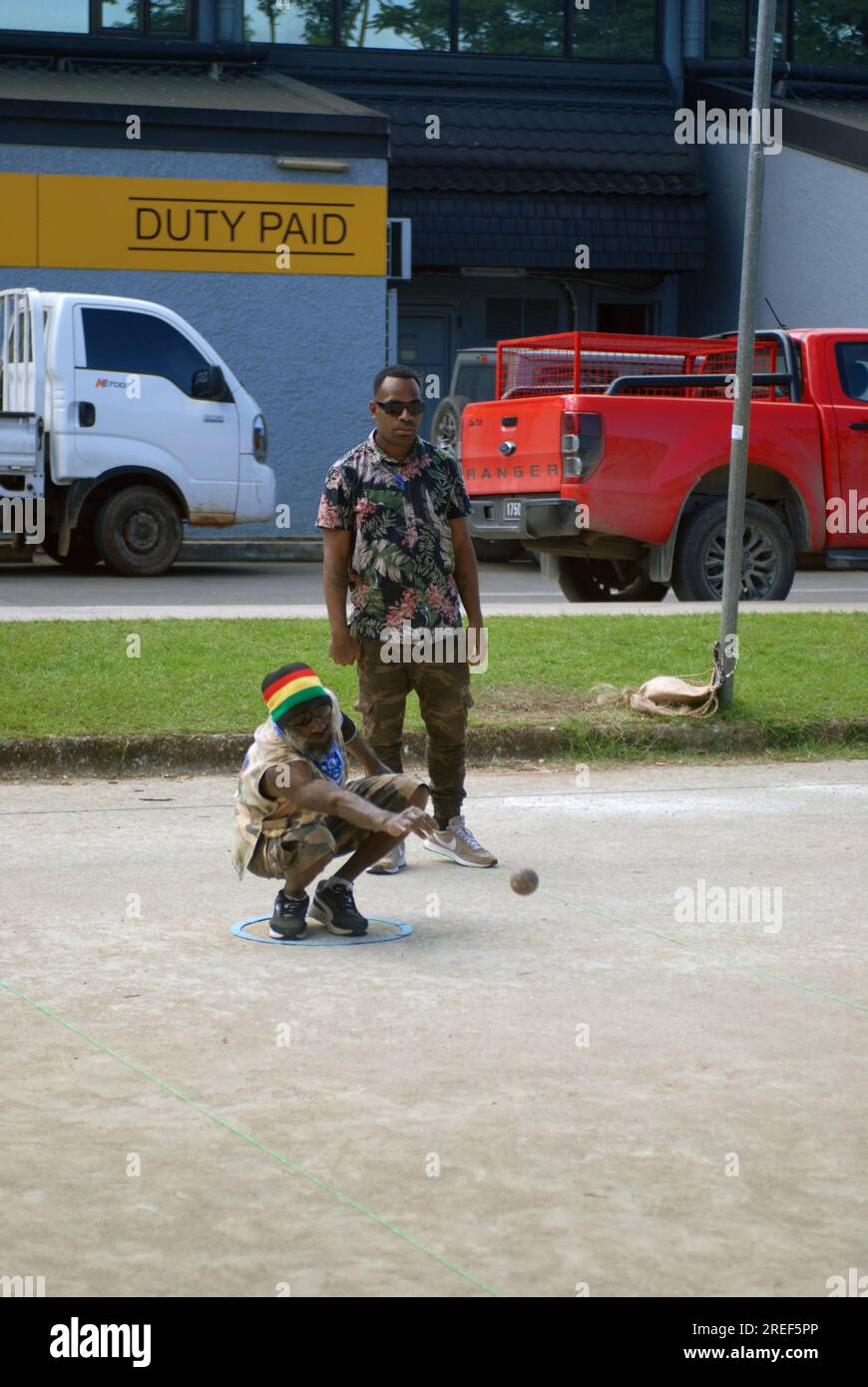 The game of boule being played in Vanuatu Oceania Stock Photo - Alamy