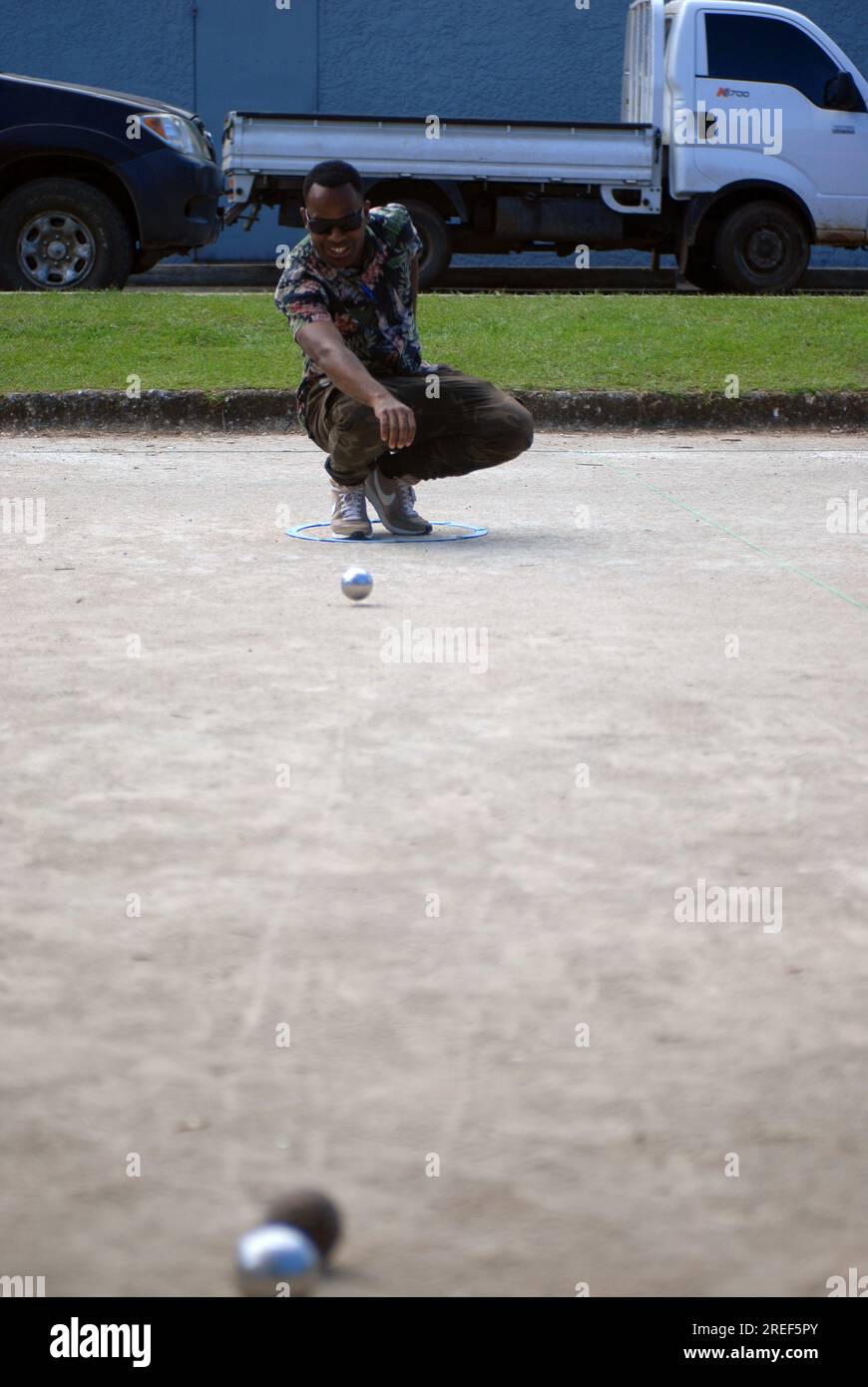 The game of boule being played in Vanuatu Oceania Stock Photo - Alamy