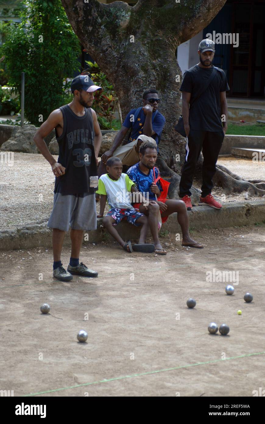 The game of boule being played in Vanuatu Oceania Stock Photo - Alamy