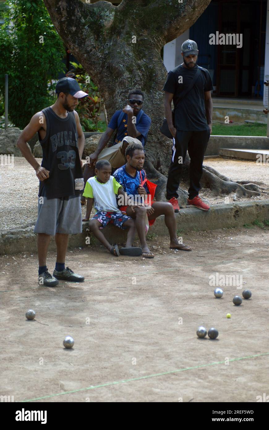 The game of boule being played in Vanuatu Oceania Stock Photo - Alamy