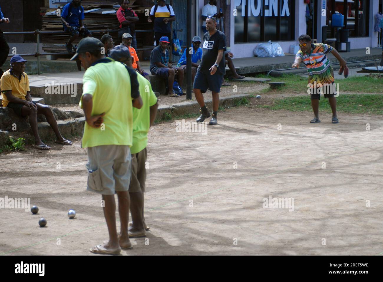 The game of boule being played in Vanuatu Oceania Stock Photo - Alamy