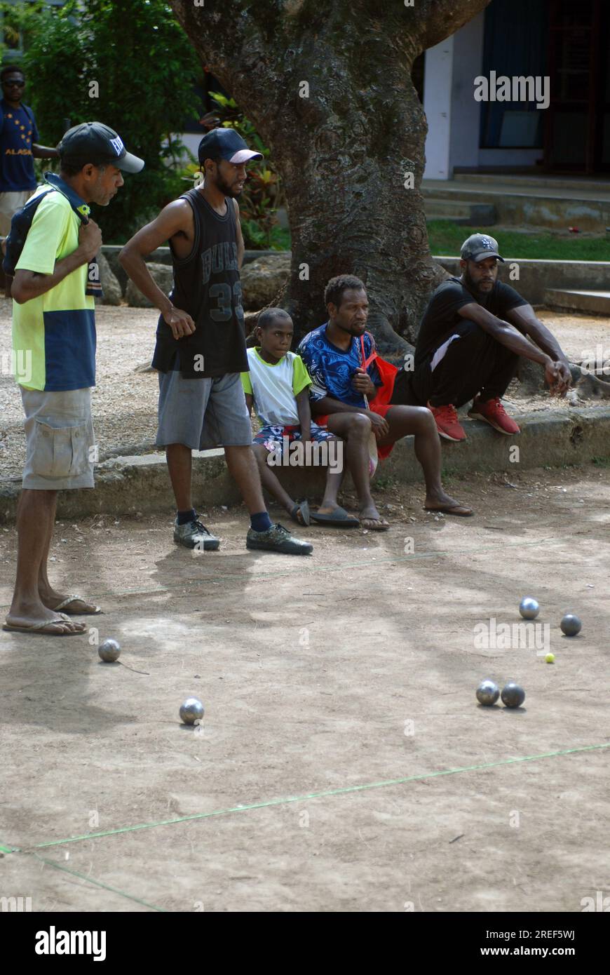 The game of boule being played in Vanuatu Oceania Stock Photo - Alamy