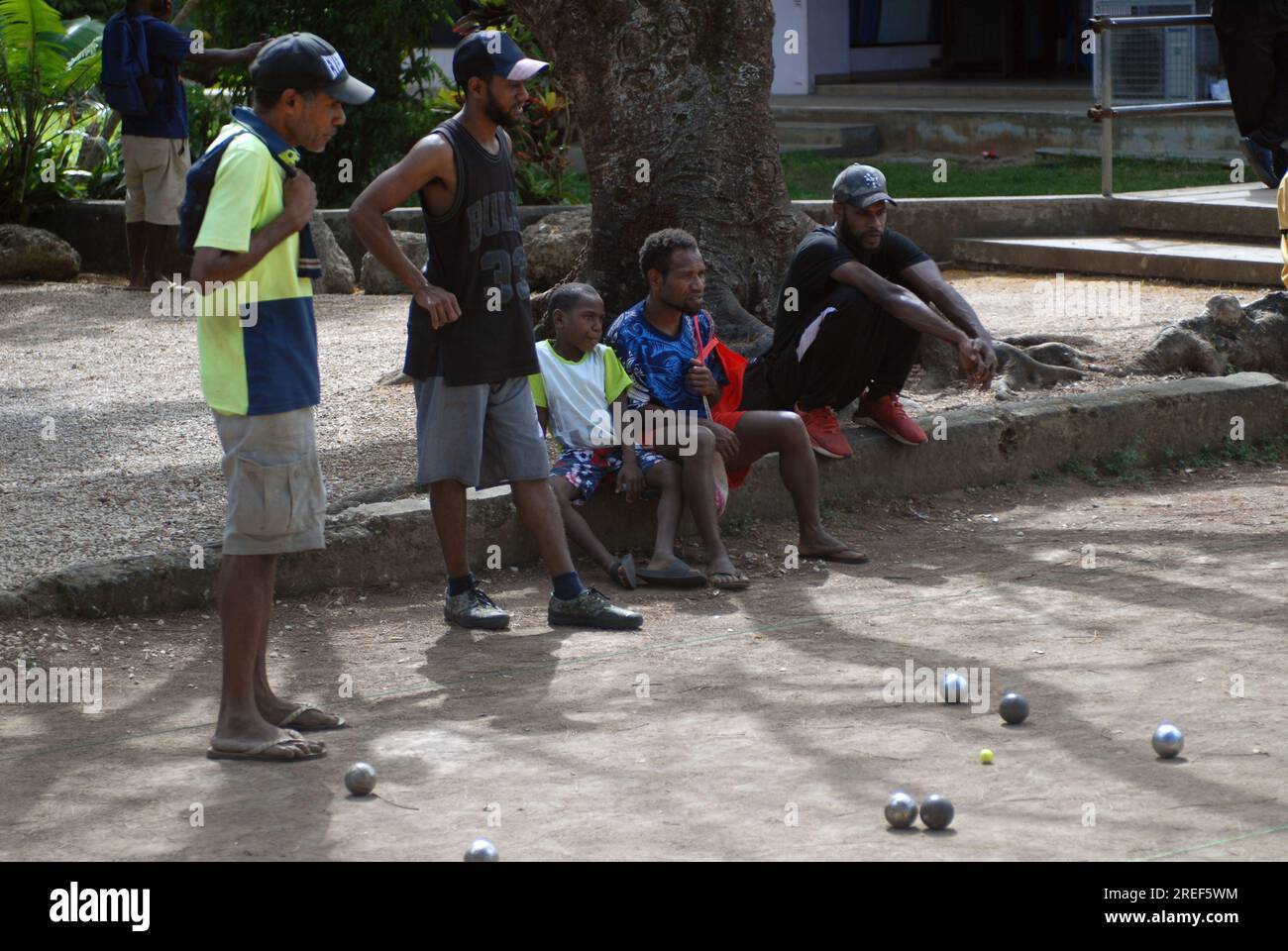 The game of boule being played in Vanuatu Oceania Stock Photo - Alamy