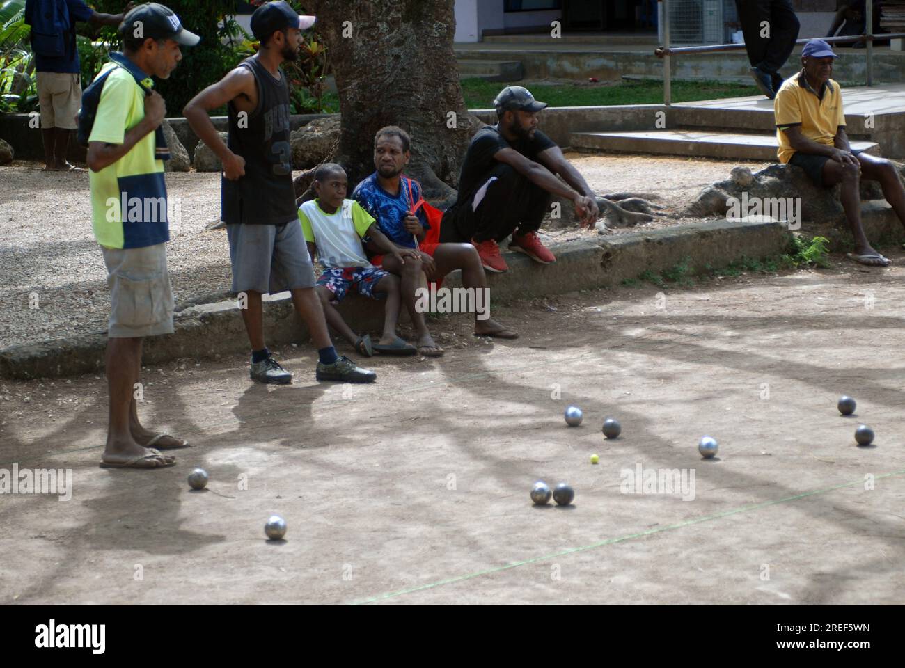 The game of boule being played in Vanuatu Oceania Stock Photo - Alamy