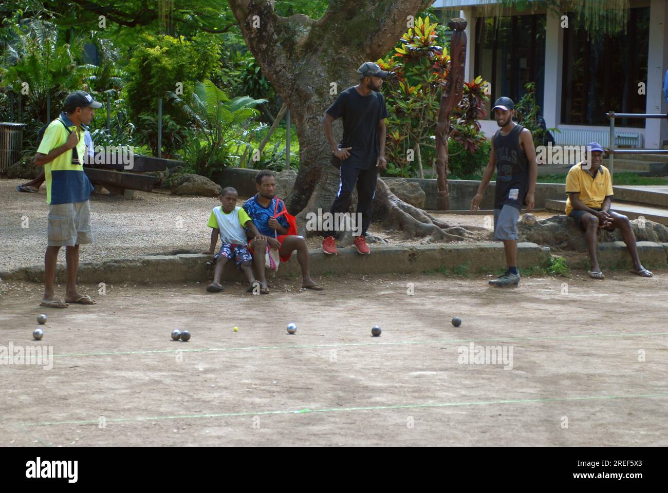 The game of boule being played in Vanuatu Oceania Stock Photo - Alamy