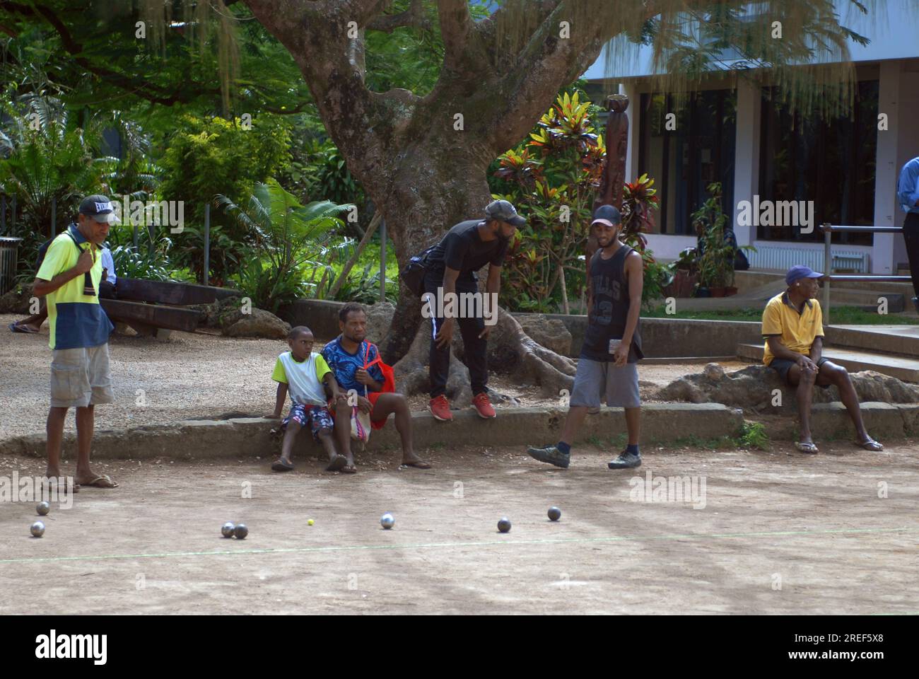 The game of boule being played in Vanuatu Oceania Stock Photo - Alamy