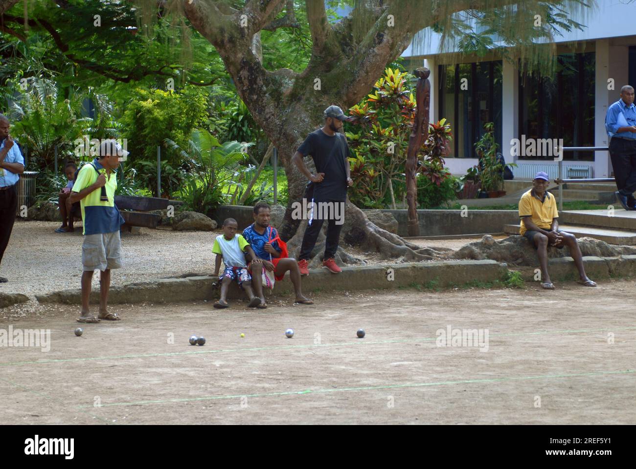 The game of boule being played in Vanuatu Oceania Stock Photo - Alamy