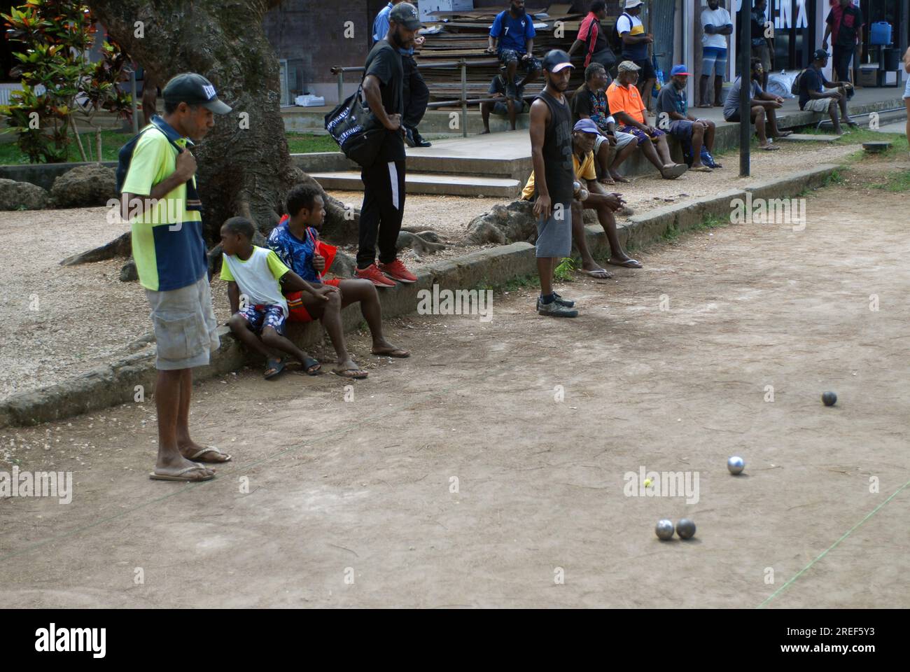 The game of boule being played in Vanuatu Oceania Stock Photo - Alamy