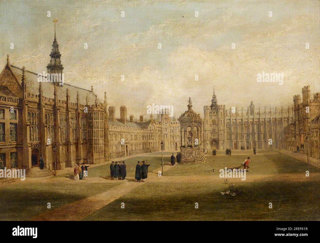 The Great Court of Trinity College, Cambridge 1848 by Joseph Murray ...