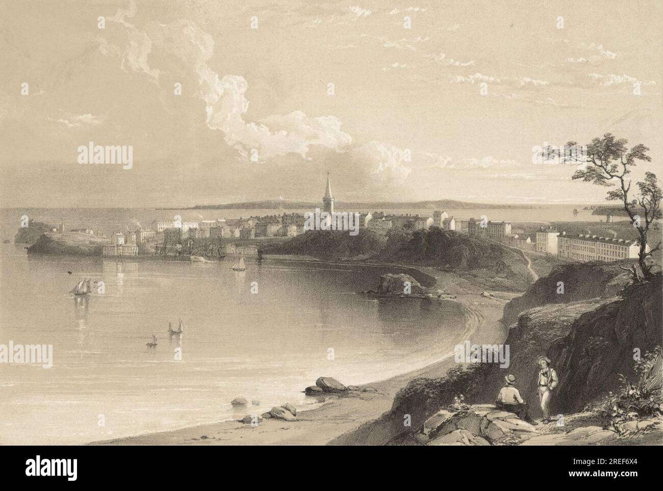 View of Tenby circa 1860 by Robert Carrick Stock Photo - Alamy