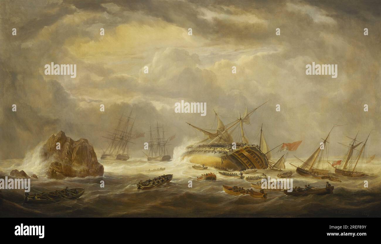 Loss of the 'Magnificent', 25 March 1804 1839 by John Christian Schetky ...