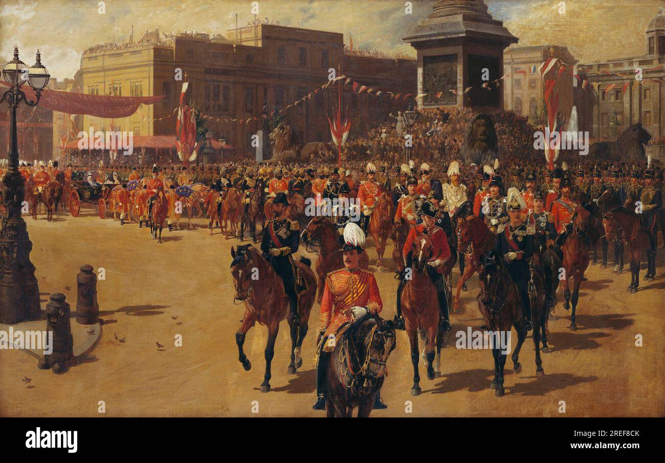 The royal procession passing trafalgar square hi-res stock photography ...