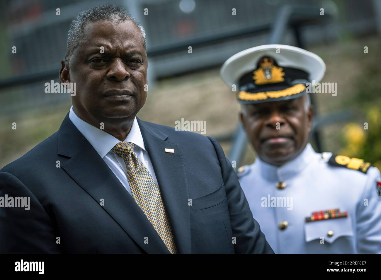 Secretary of Defense Lloyd J. Austin III and Commodore Philip Polewara ...
