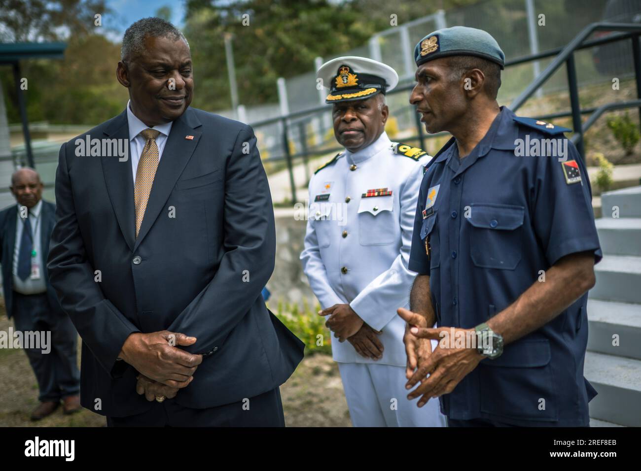 Secretary of Defense Lloyd J. Austin III and Commodore Philip Polewara ...