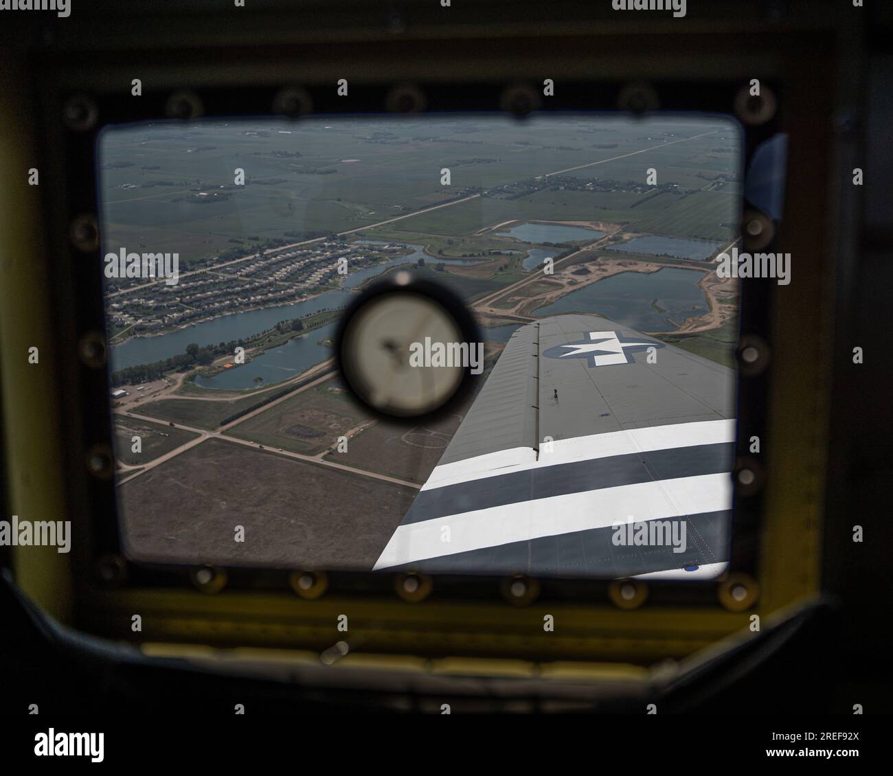The Douglas C-47 Skytrain flies over Sioux Falls, SD July 25, 2023. The ...