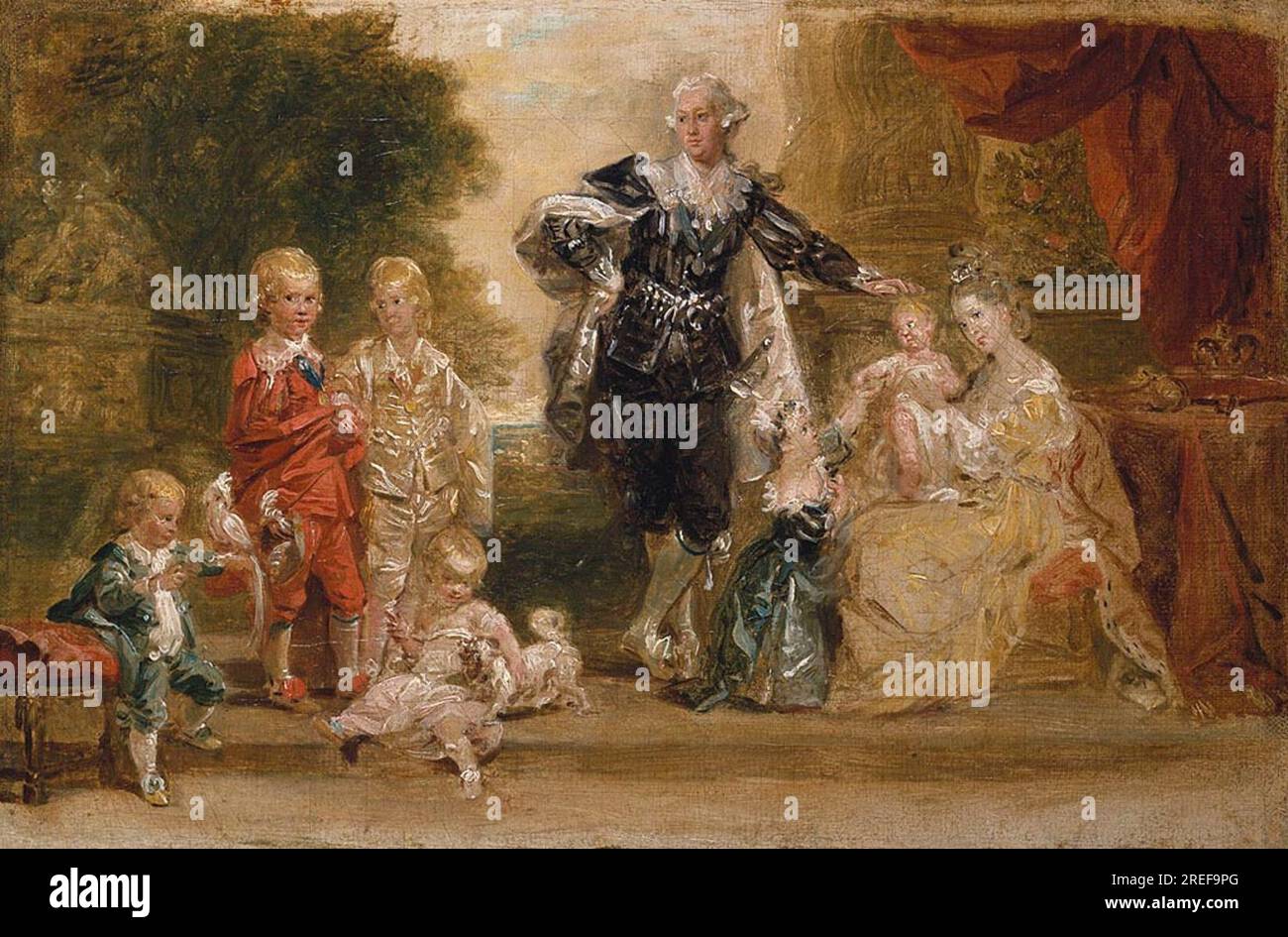 George III, Queen Charlotte and their six eldest children between circa ...