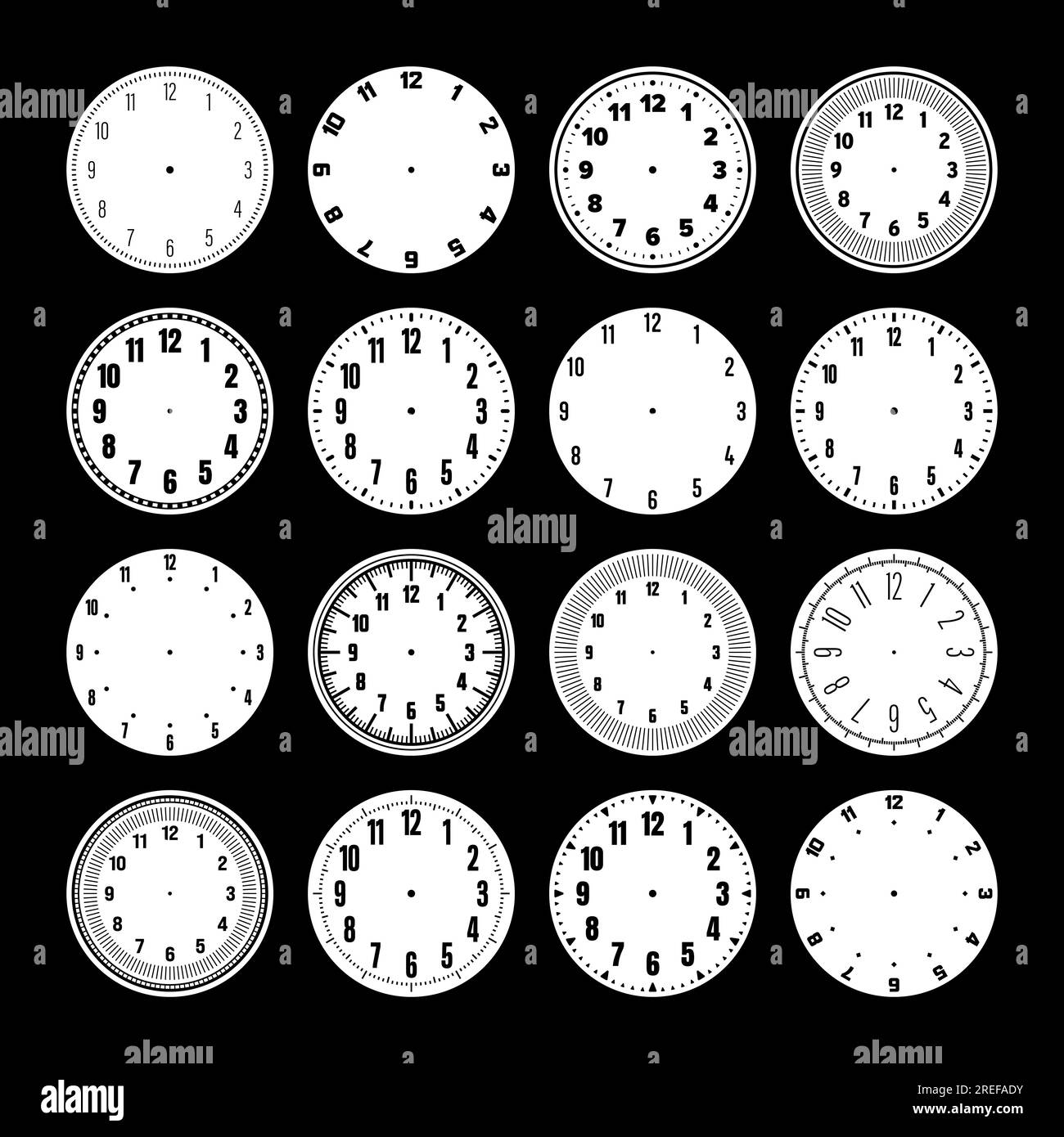 Mechanical clock faces, watch dial with numerals, bezel. Timer or ...