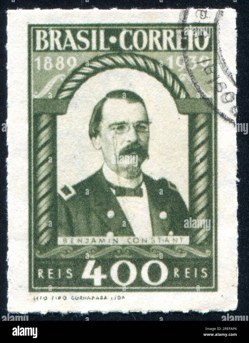 BRAZIL - CIRCA 1939: stamp printed by Brazil, shows Benjamin Constant ...
