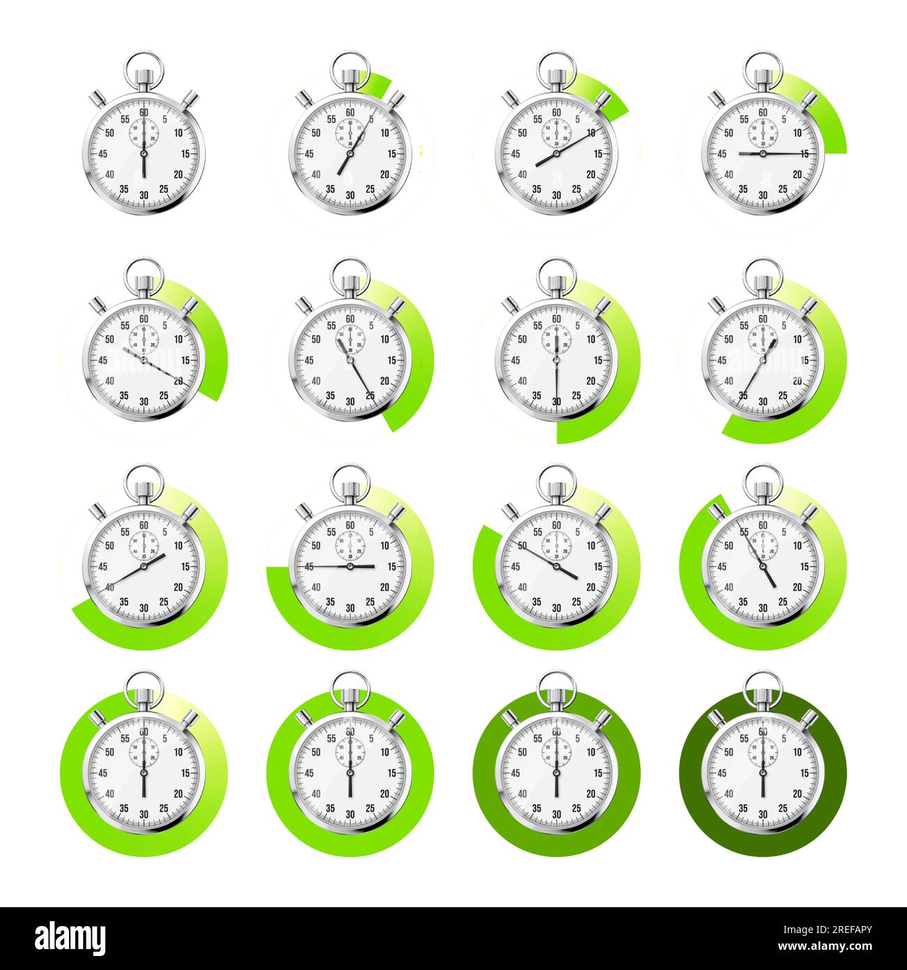 Realistic classic stopwatch. Shiny metal chronometer, time counter with ...