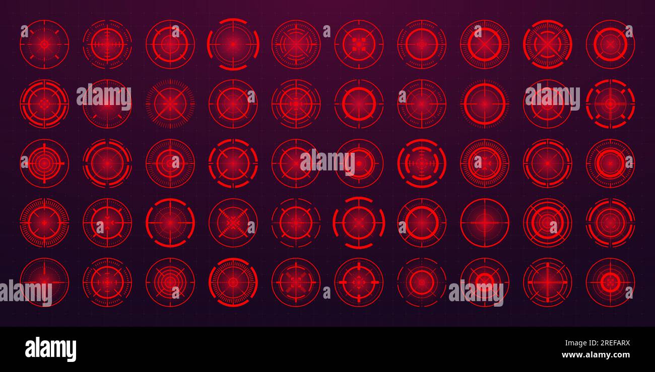 Crosshair, gun sight vector icons. Bullseye, black target or aim symbol ...