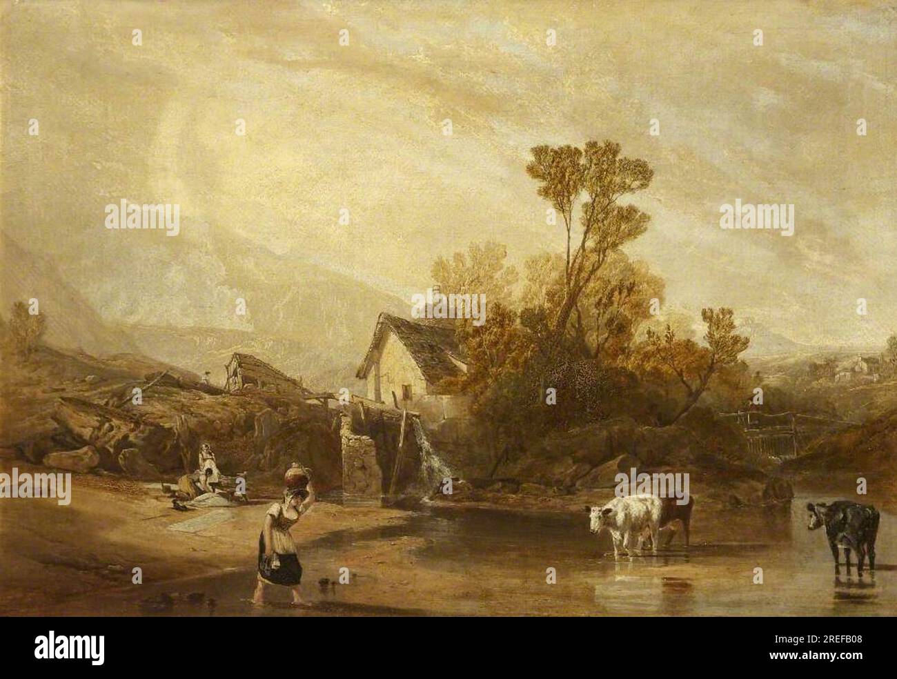 A Mill near Llangollen, North Wales between circa 1811 and circa 1812 ...