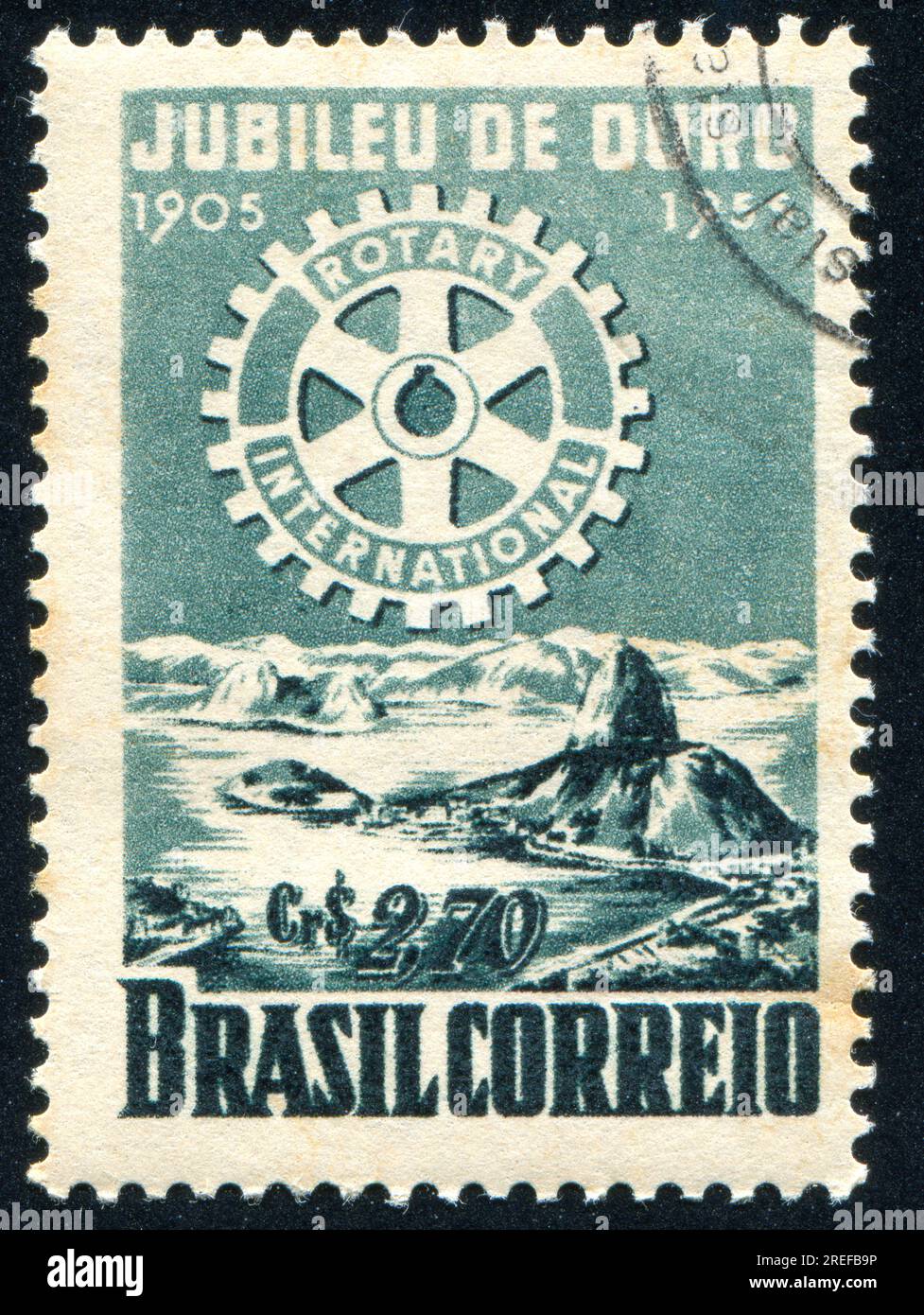 BRAZIL - CIRCA 1955: stamp printed by Brazil, shows Rotary Emblemo and ...