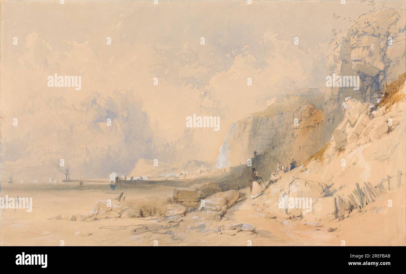 Figures on a Cliff Path near Dover 1839 by James Baker Pyne Stock Photo ...