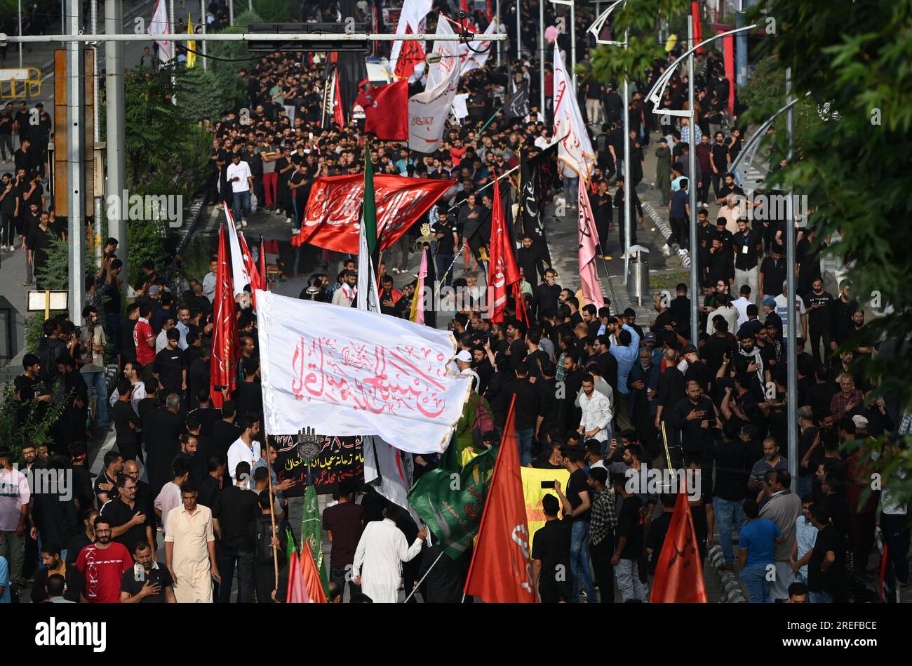 Srinagar, India. 27th July, 2023. SRINAGAR, INDIA - JULY 20: Shia mourners participating in ...