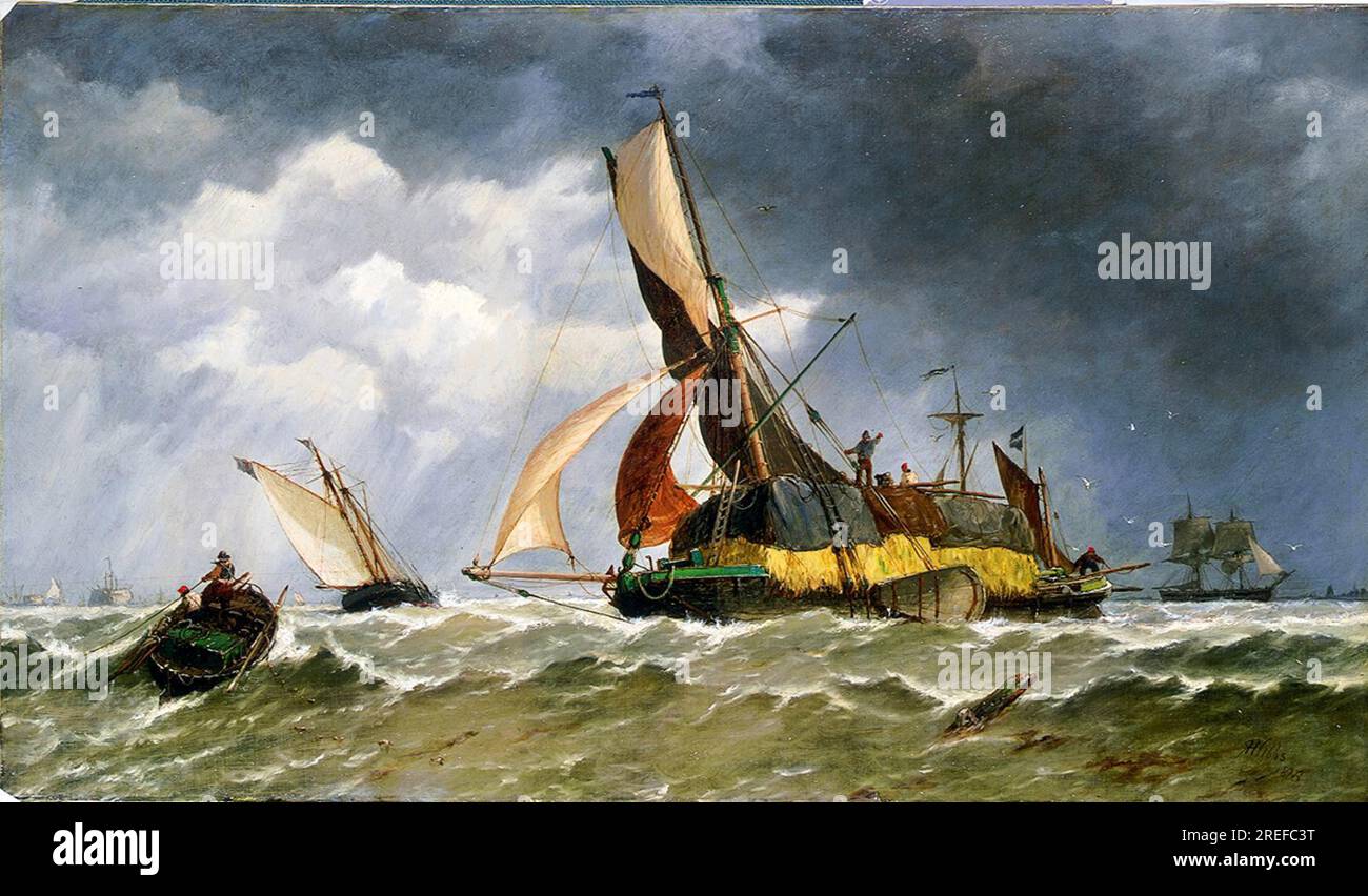 A hay barge off Sheerness 1878 by Richard Henry Nibbs Stock Photo - Alamy