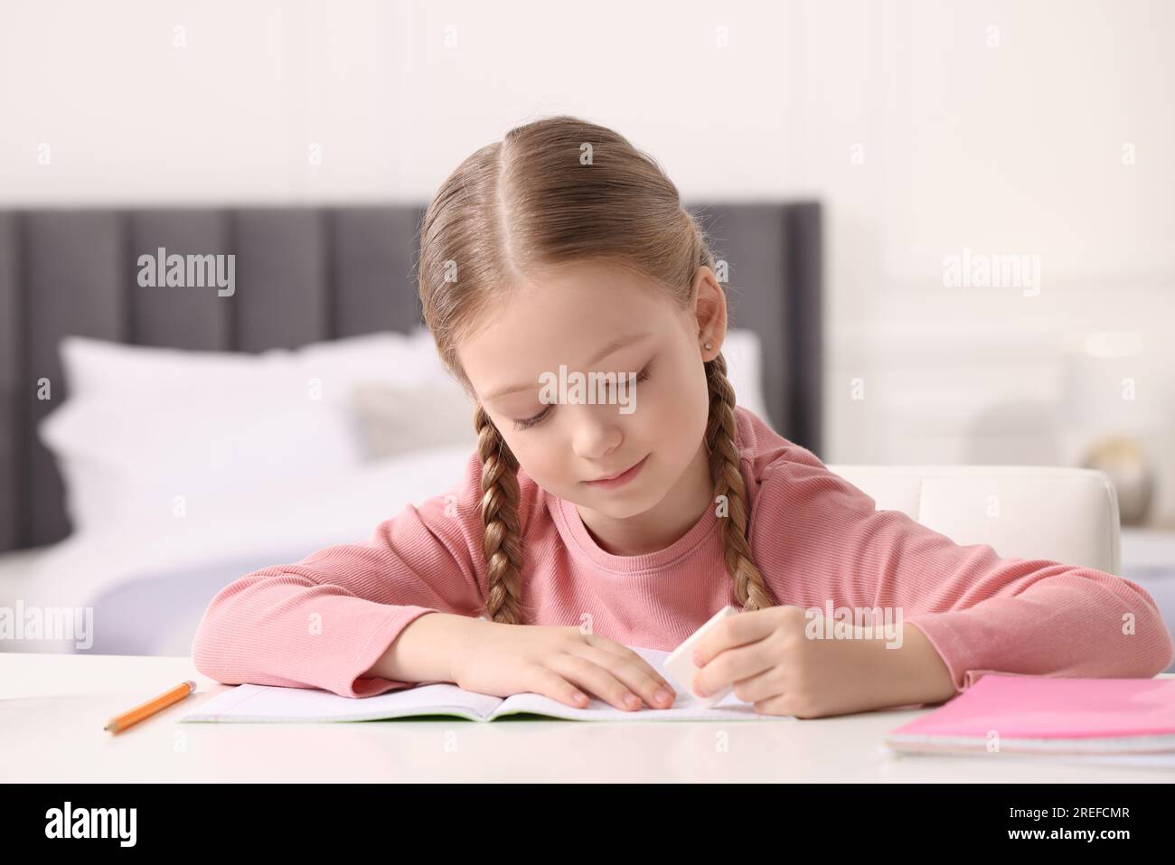 Pencil and eraser in desk hi-res stock photography and images - Alamy