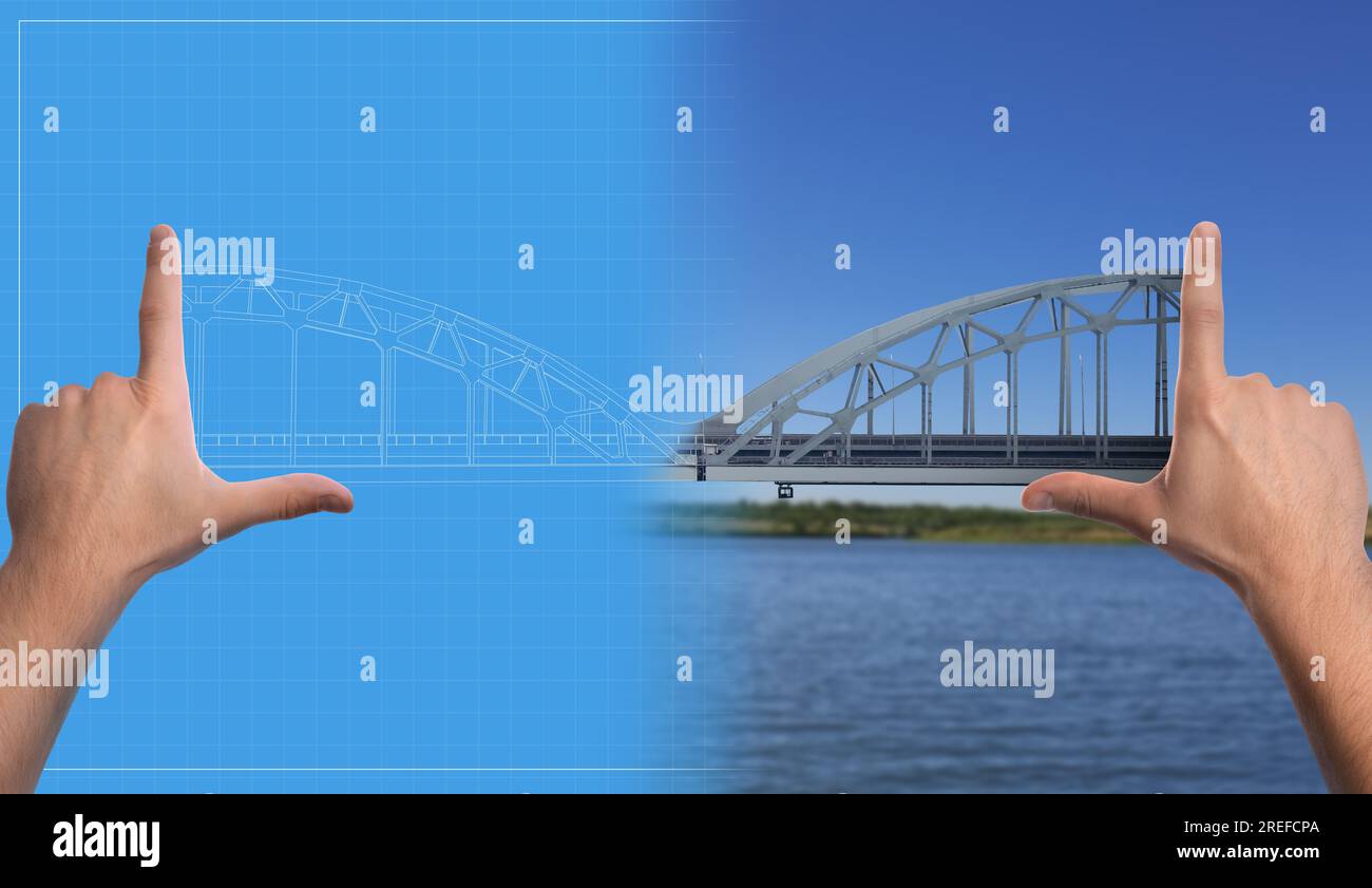 From idea to action. Man making frame gesture and fulfilling project ...