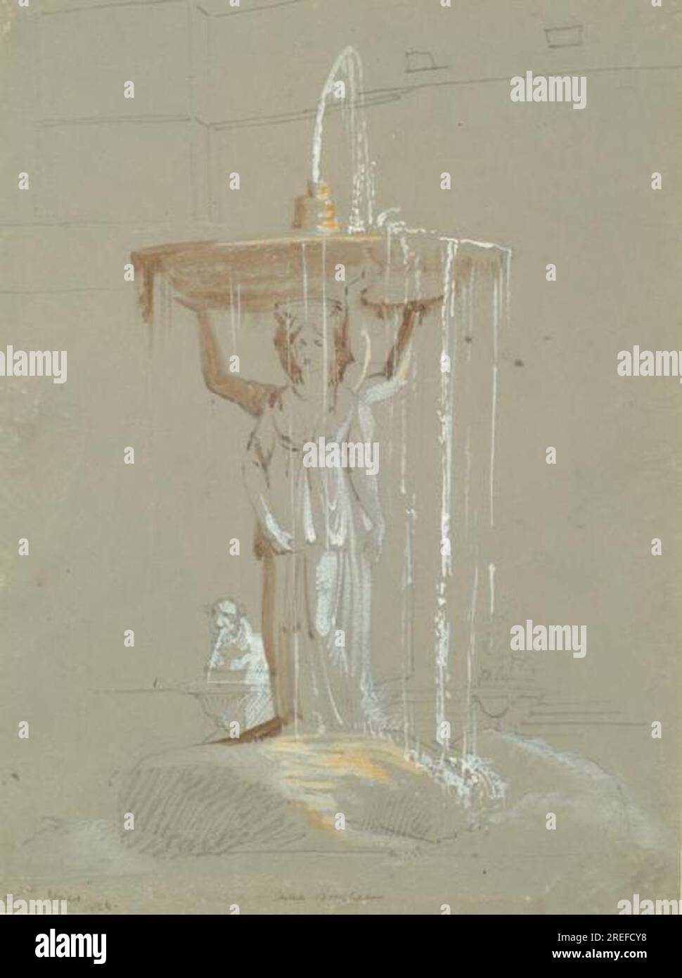 Villa Borghese - Fountain - James Giles 1824 by James Giles Stock Photo ...