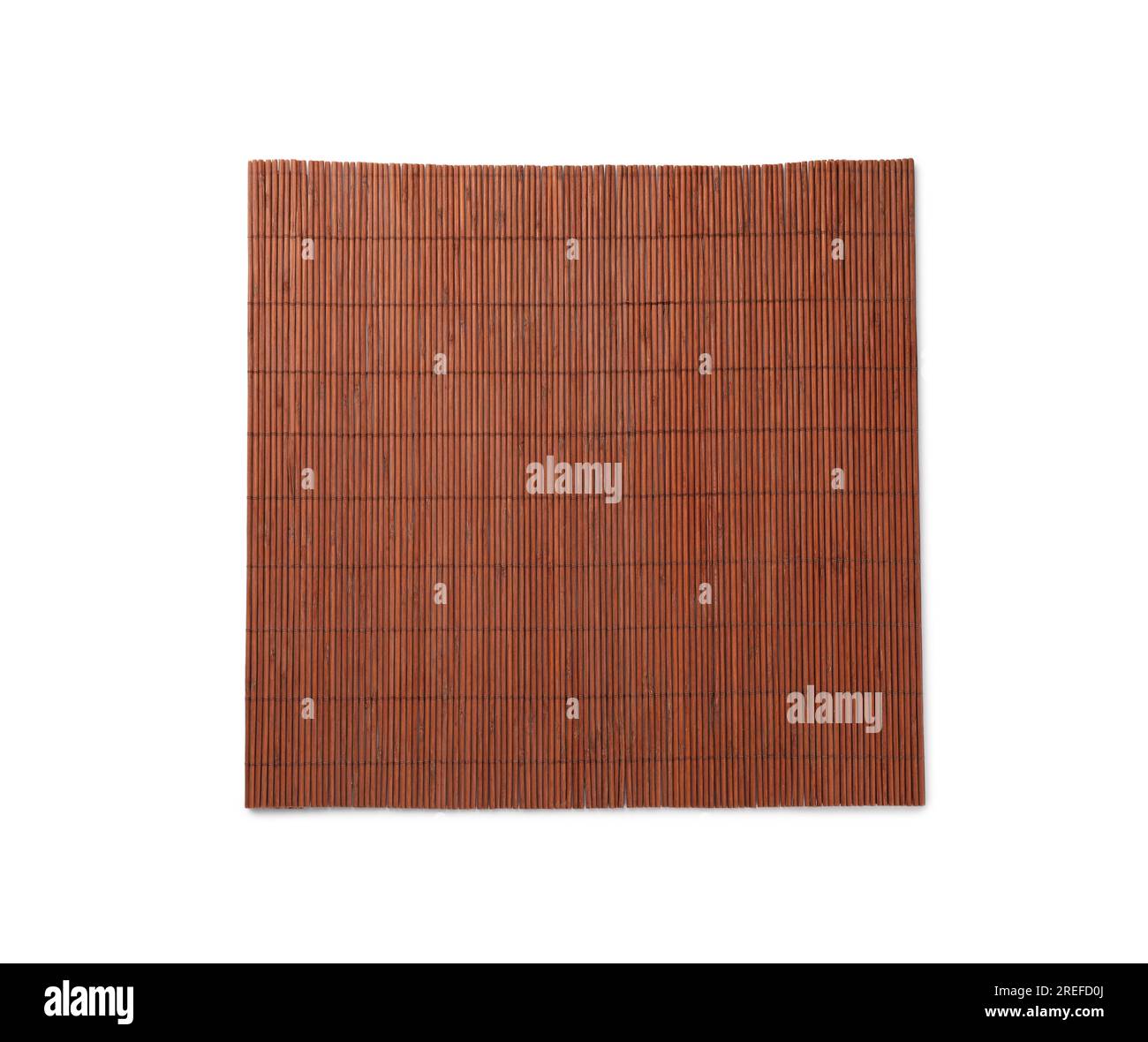 Sushi mat made of bamboo on white background, top view Stock Photo - Alamy