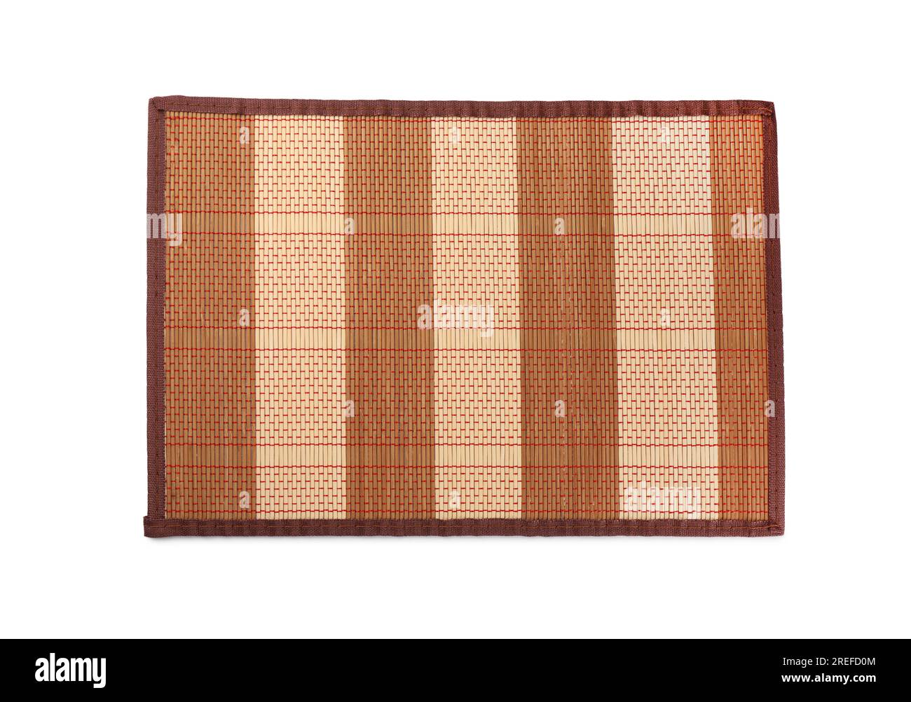 Sushi mat made of bamboo on white background, top view Stock Photo - Alamy