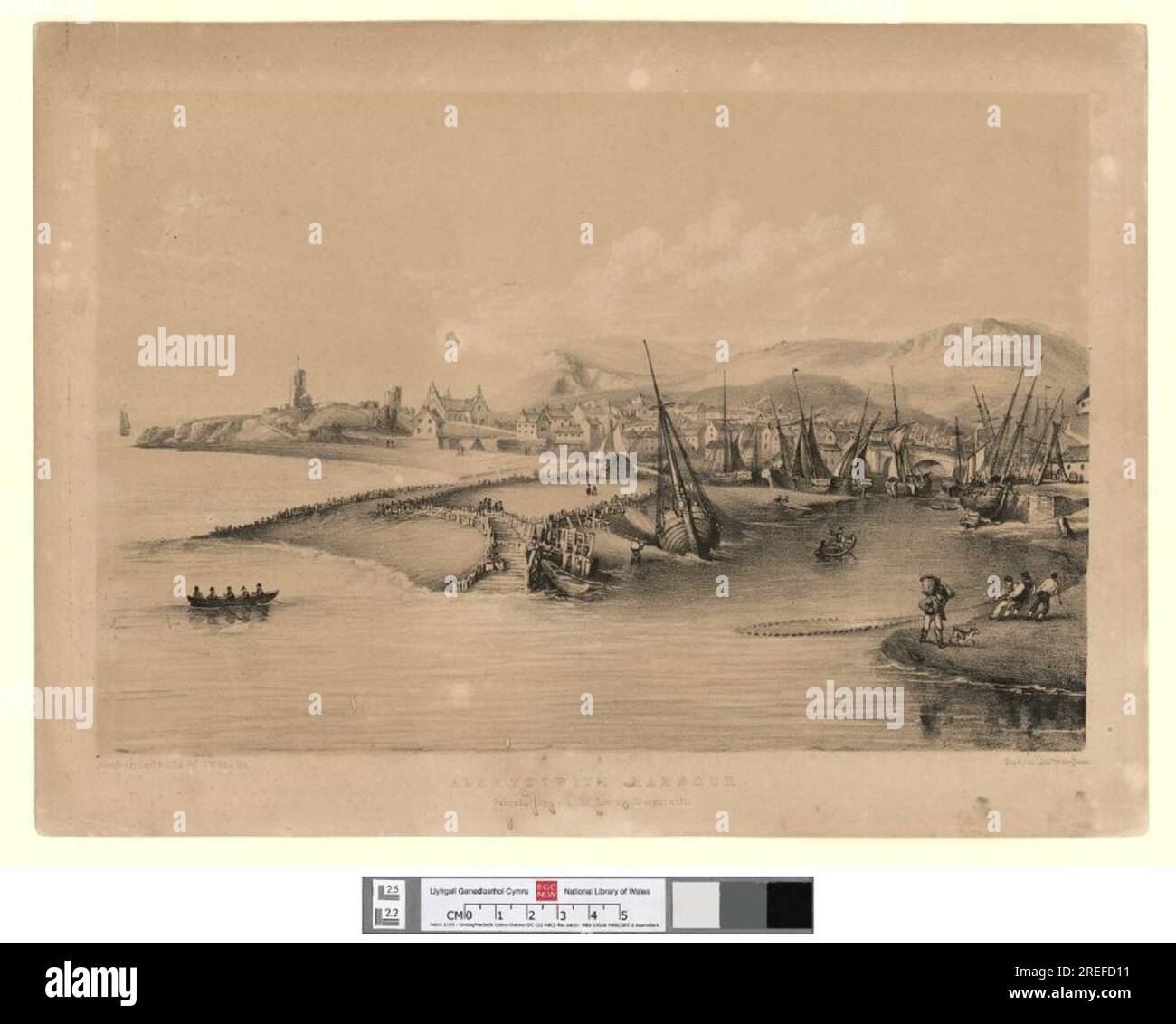 Aberystwith Harbour circa 1850 by James Giles Stock Photo - Alamy