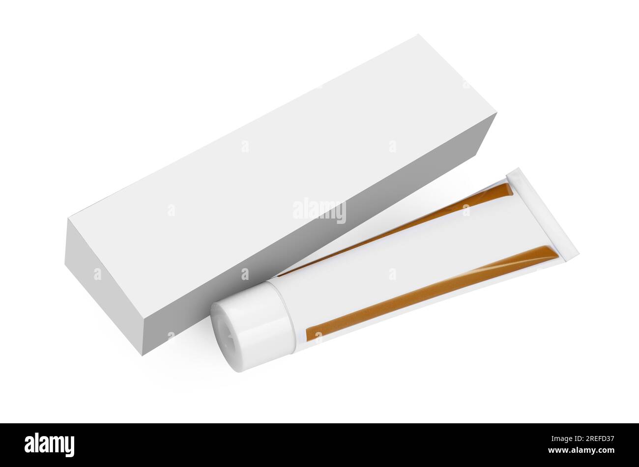 Tube of ointment and box isolated on white, space for text Stock Photo ...