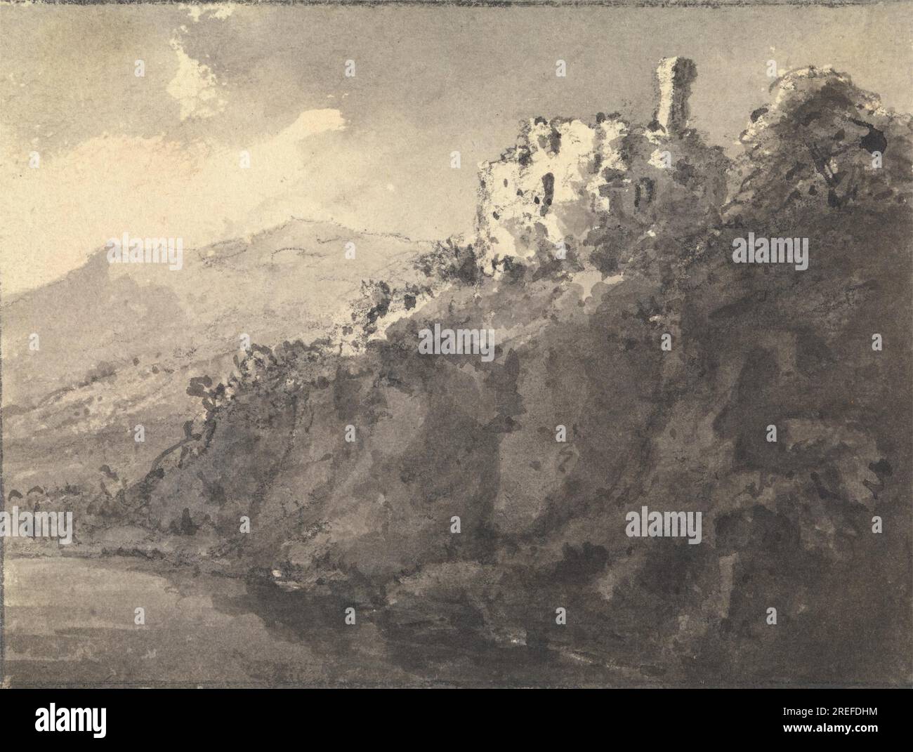Landscape with a Castle on a Hill at Right between 1745 and 1748 by ...
