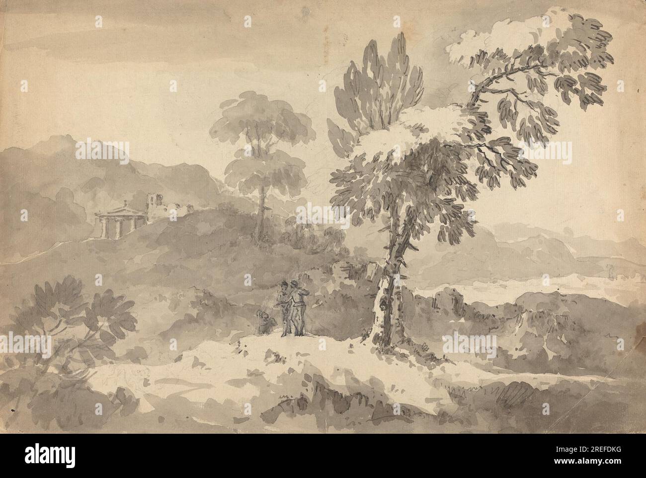 Three Figures in a Landscape 1766 by William Gilpin Stock Photo - Alamy