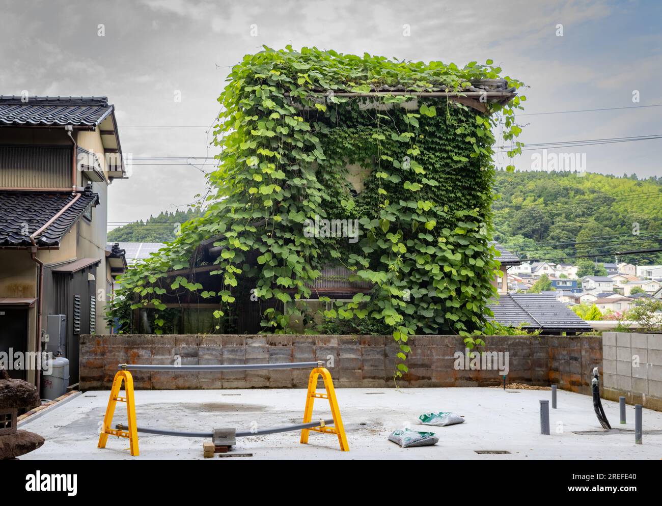 Abandoned house covered in ivy, Kanaawa, Ishikawa, Japan Stock Photo ...