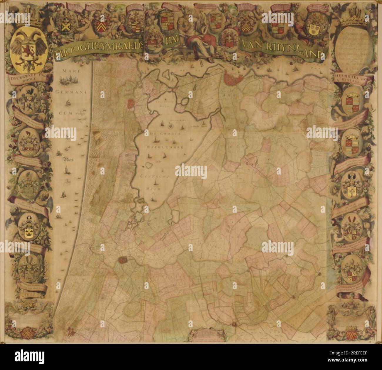 Hoogheemraadschap Rijnland map, 2nd edition, 1687 1687 by Johannes Dou Stock Photo - Alamy